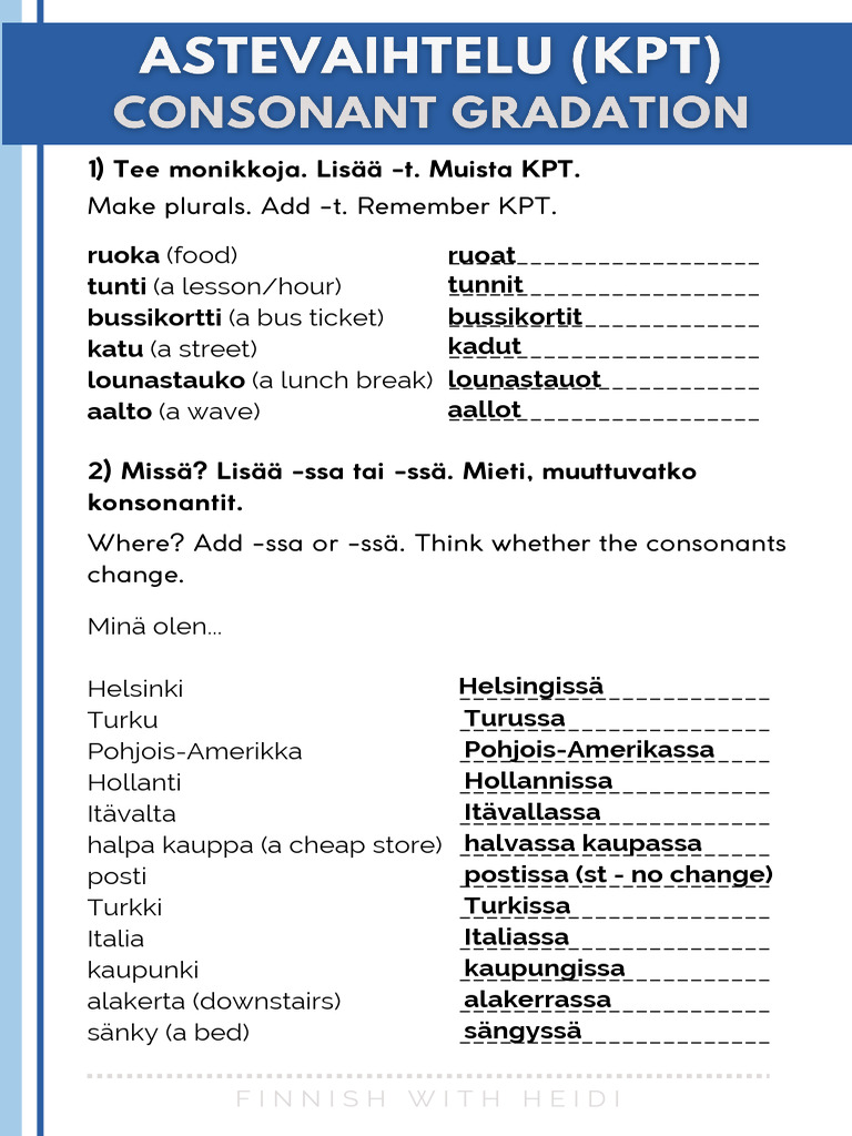 20answers Astevaihtelu Consonant Gradation KPT | PDF