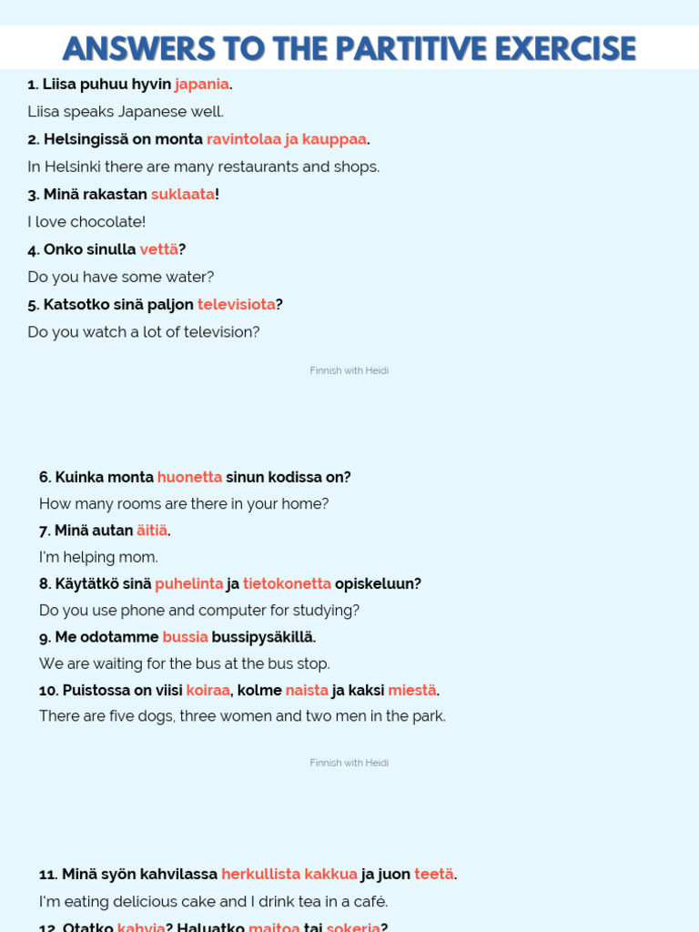 59FWH Answers To The Partitive Exercise | PDF