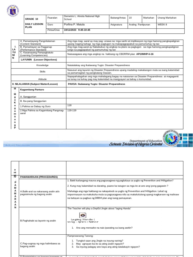 Final DLP 8 CBDRRM Disaster Rehabilitation and Recovery | PDF