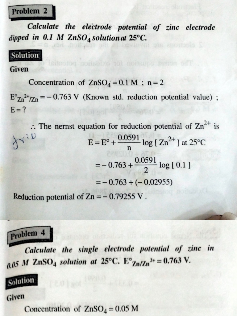 Nernst Eqn Problems | PDF