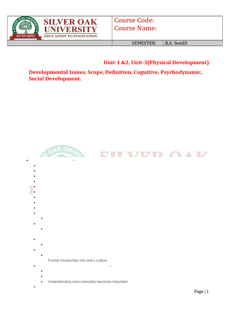 Developmental Psychology Unit 1-2 - Part of Unit 3 | PDF ...