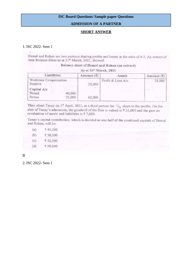 Admission of A Partner | PDF | Goodwill (Accounting) | Debits And Credits