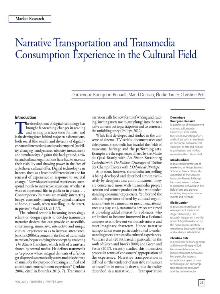 Renault Petr 2019 Narrative Transportation and Transmedia Consumption ...