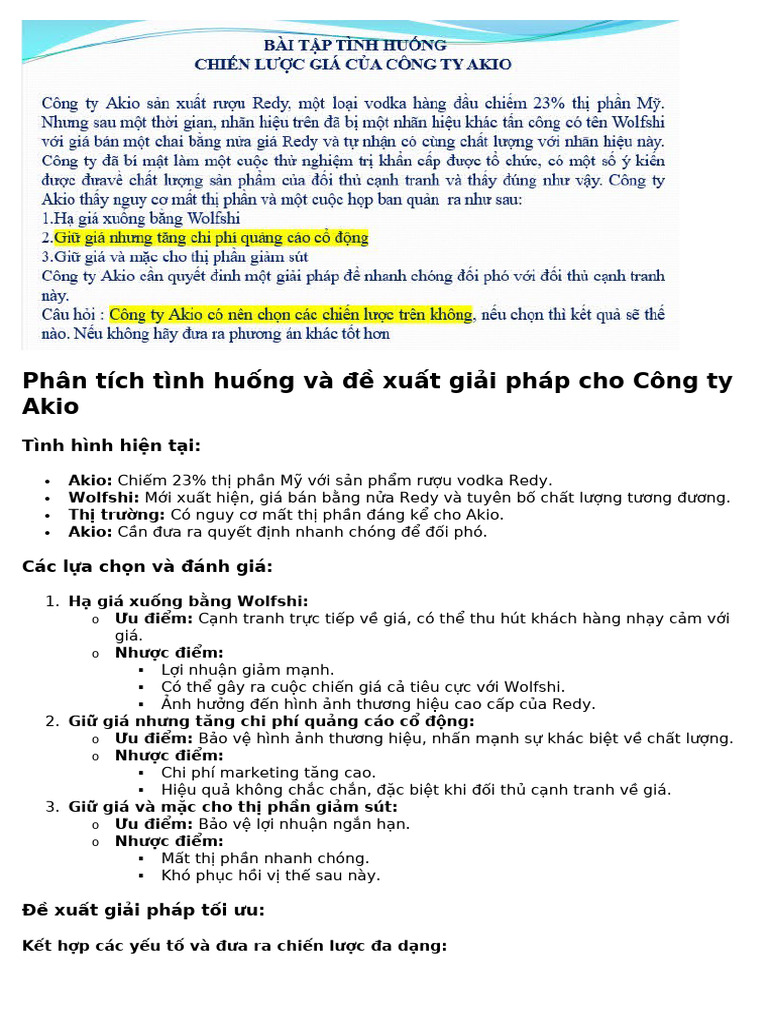 Bài tập tình huống c6 | PDF