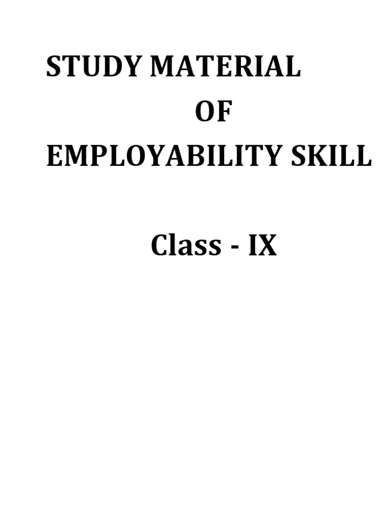Employability Skills Class-IX | PDF | Communication | Nonverbal ...
