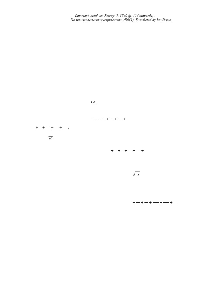 Euler on Sums of Reciprocal Series | PDF | Circle | Equations