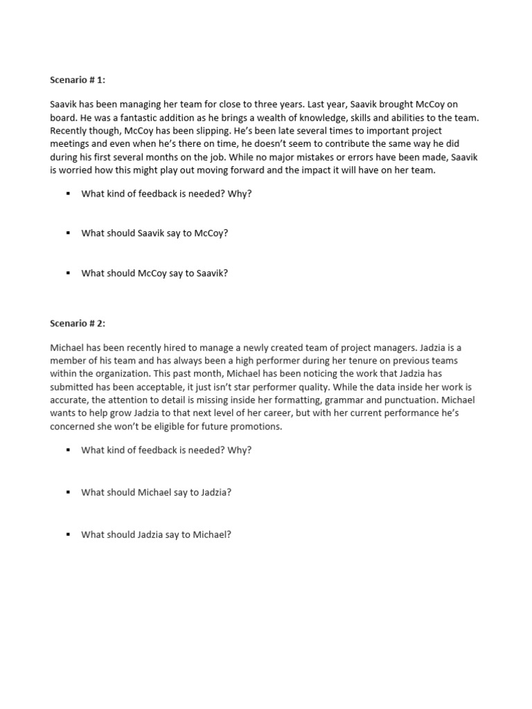 Feedback Scenarios | PDF