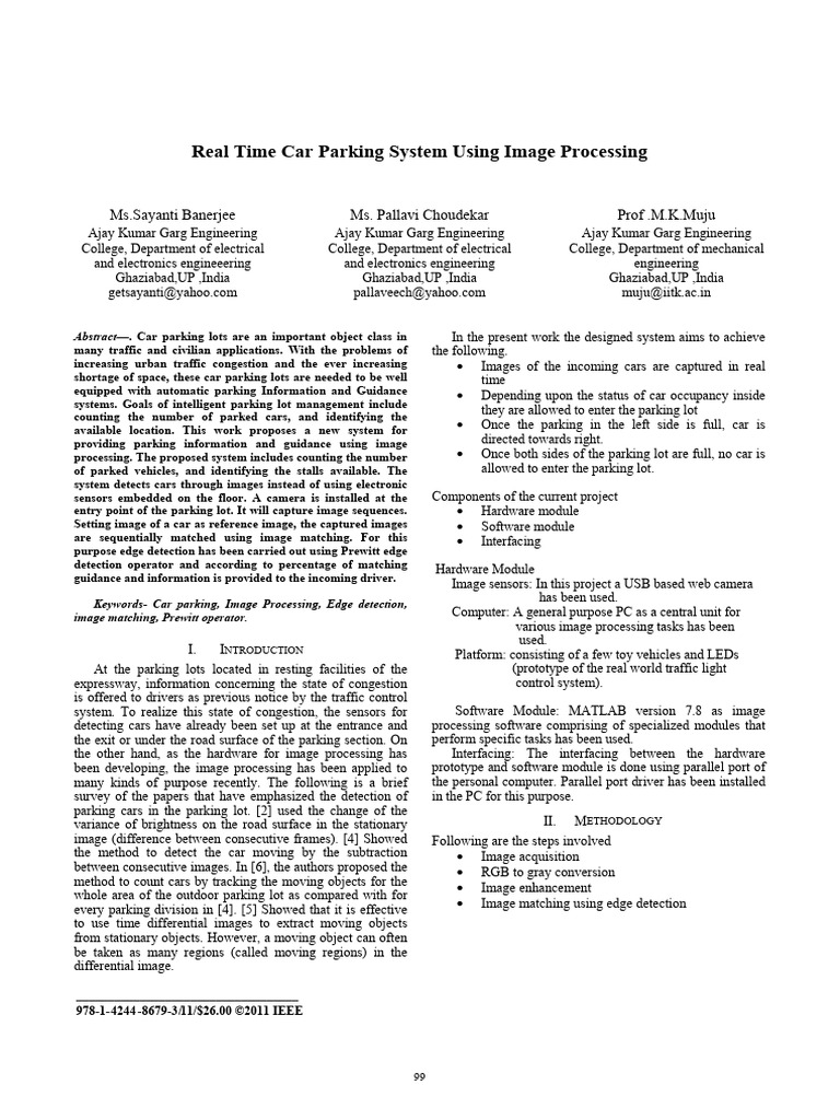 Real Time Car Parking System Using Image Processing | PDF | Logarithm ...