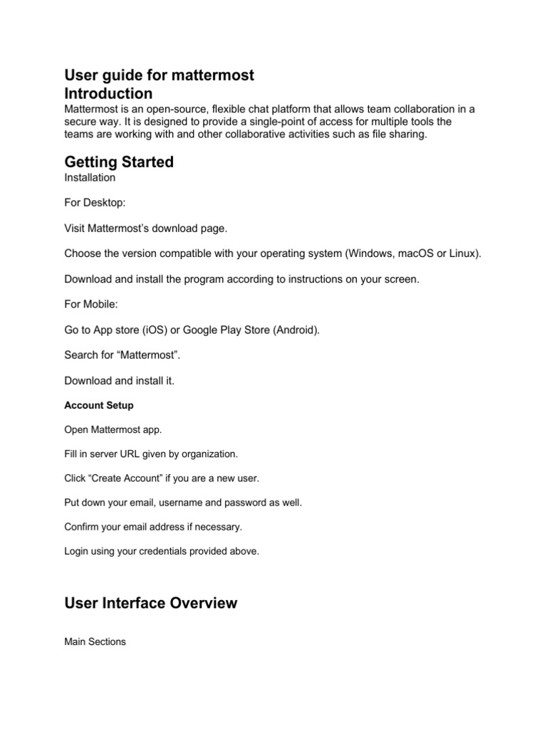 User Guide For Mattermost | PDF