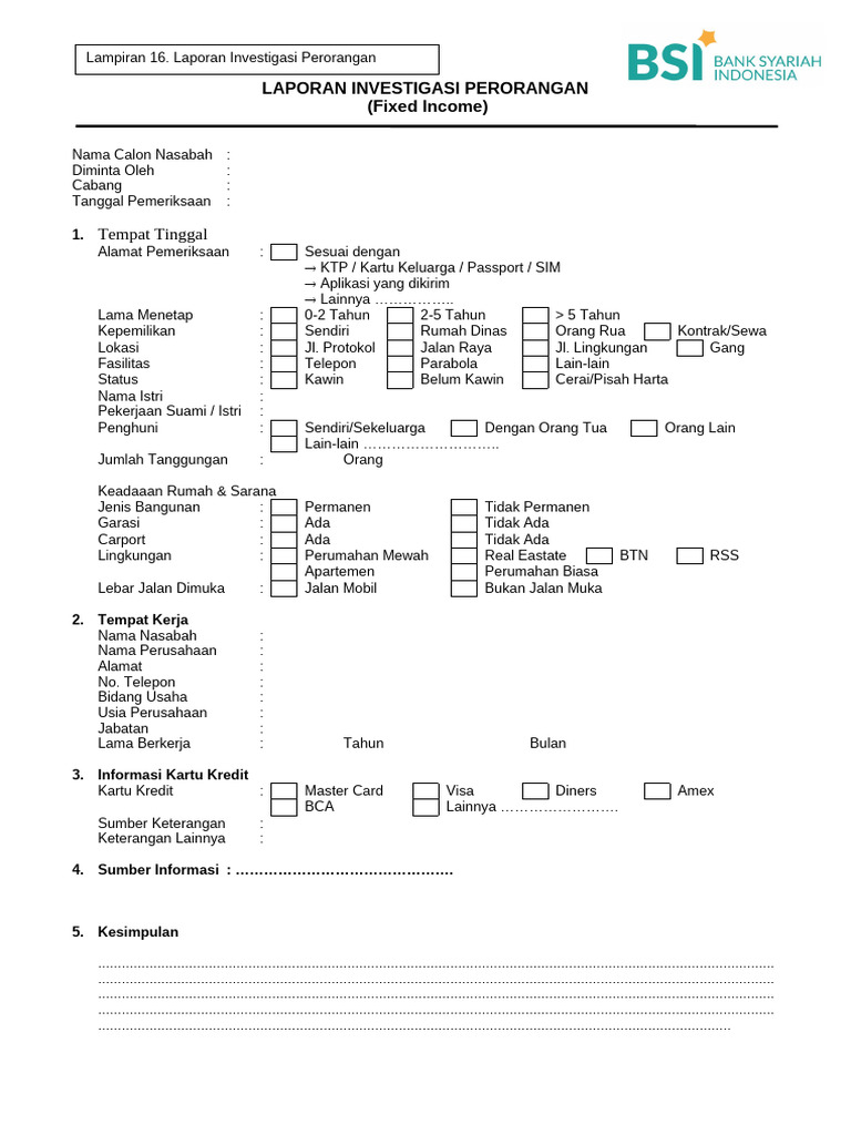 Lampiran 16 Laporan Investigasi Perorangan Panduan FLPP 2023 | PDF
