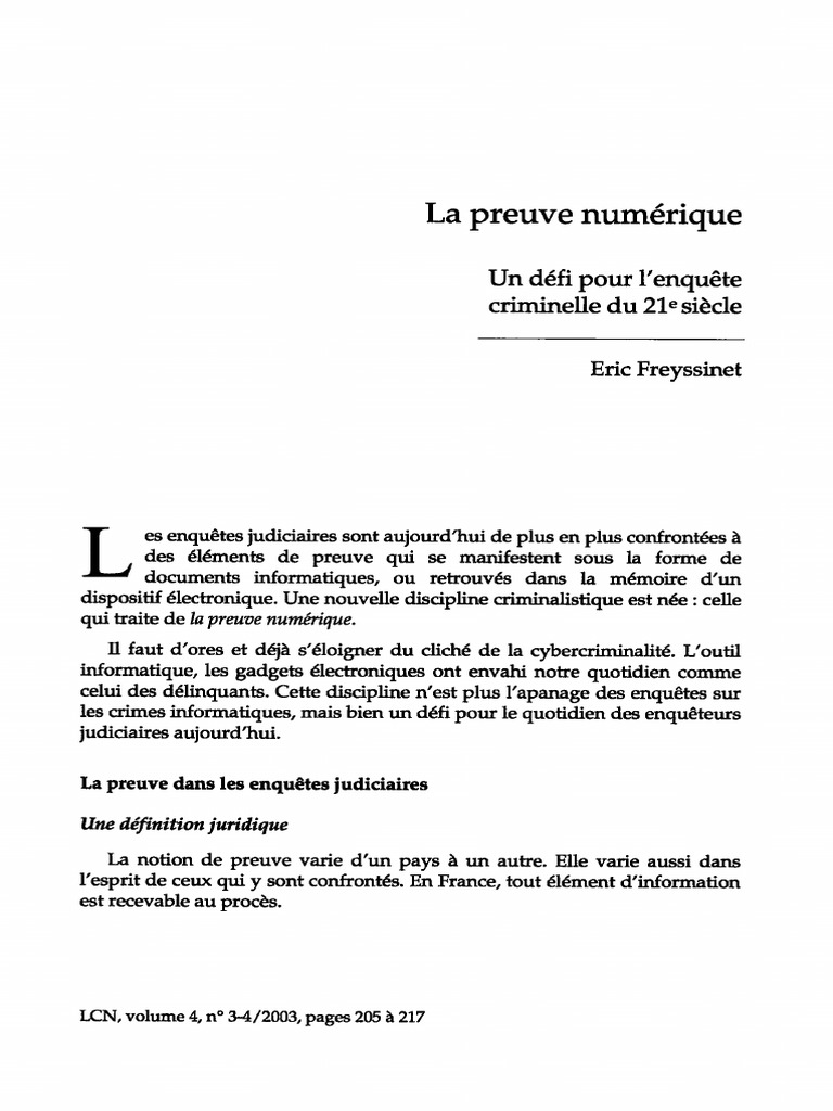 La Preuve Numerique | PDF