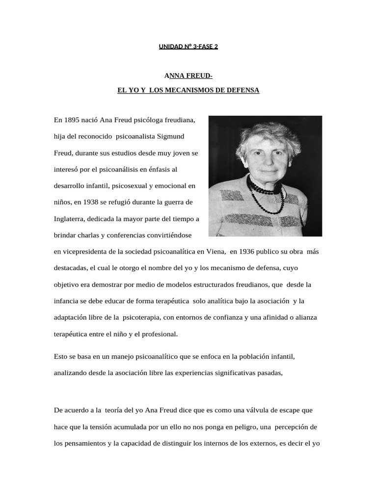 Anna Freud - El Yo y Los Mecanismos de Defensa | PDF | Psicoanálisis ...