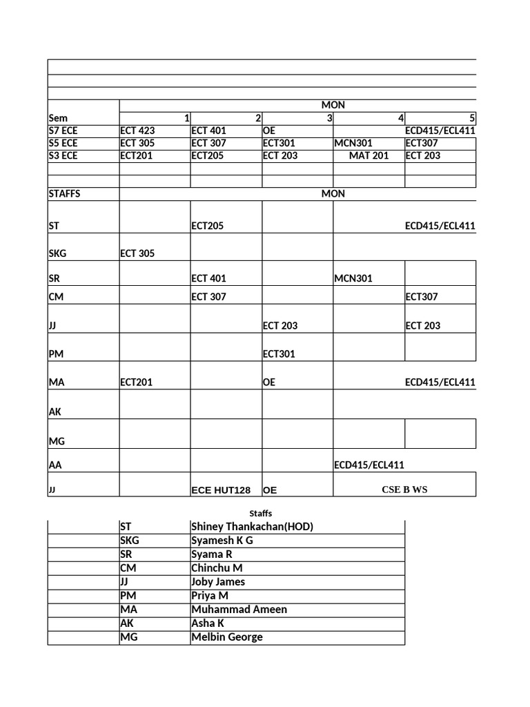 ECE Department Timetable 2023-24 | PDF | Science & Mathematics | Computers