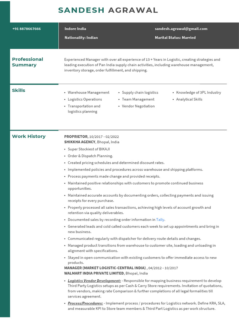 Sandesh Agrawal | PDF | Logistics | Warehouse