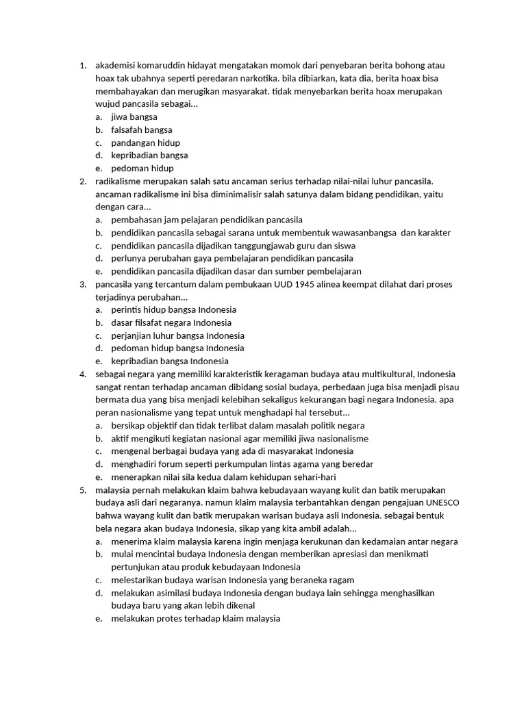 Soal TWK Baru 2 | PDF