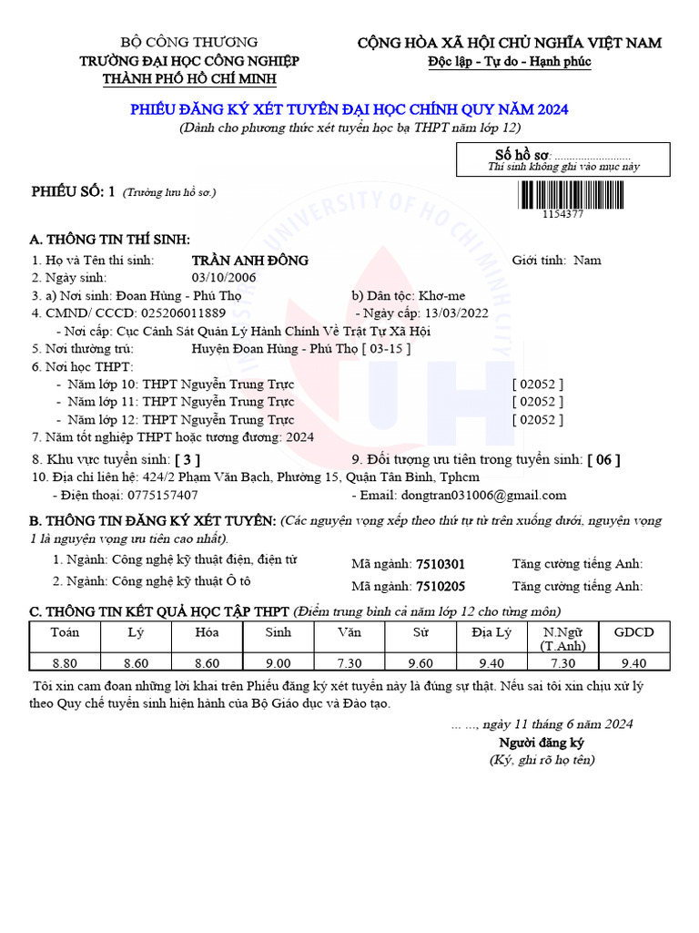 Học Bạ Iuh | PDF