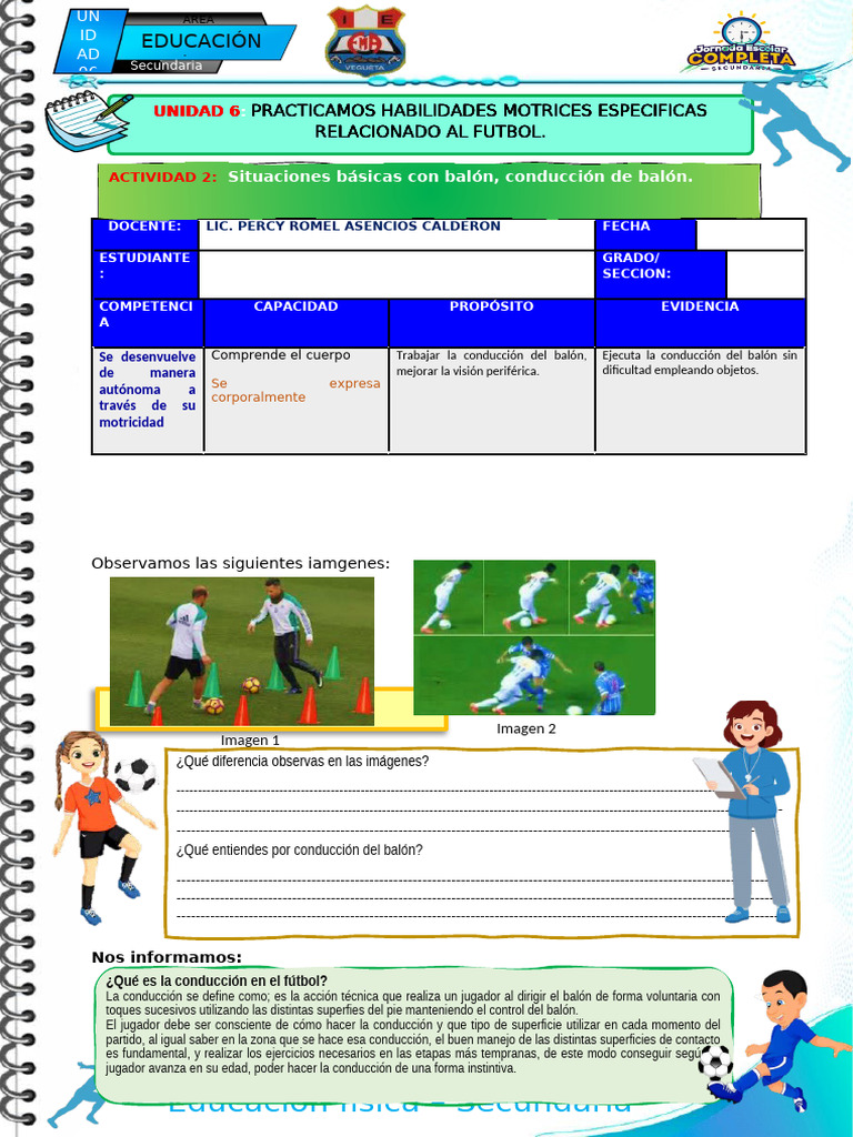 Ficha de Trabajo 3º4° Act 2 E.fis U6 Sem2 | PDF | Asociación de Futbol
