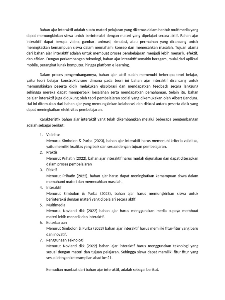 Bahan Ajar Interaktif | PDF | Karier & Perkembangan | Seni