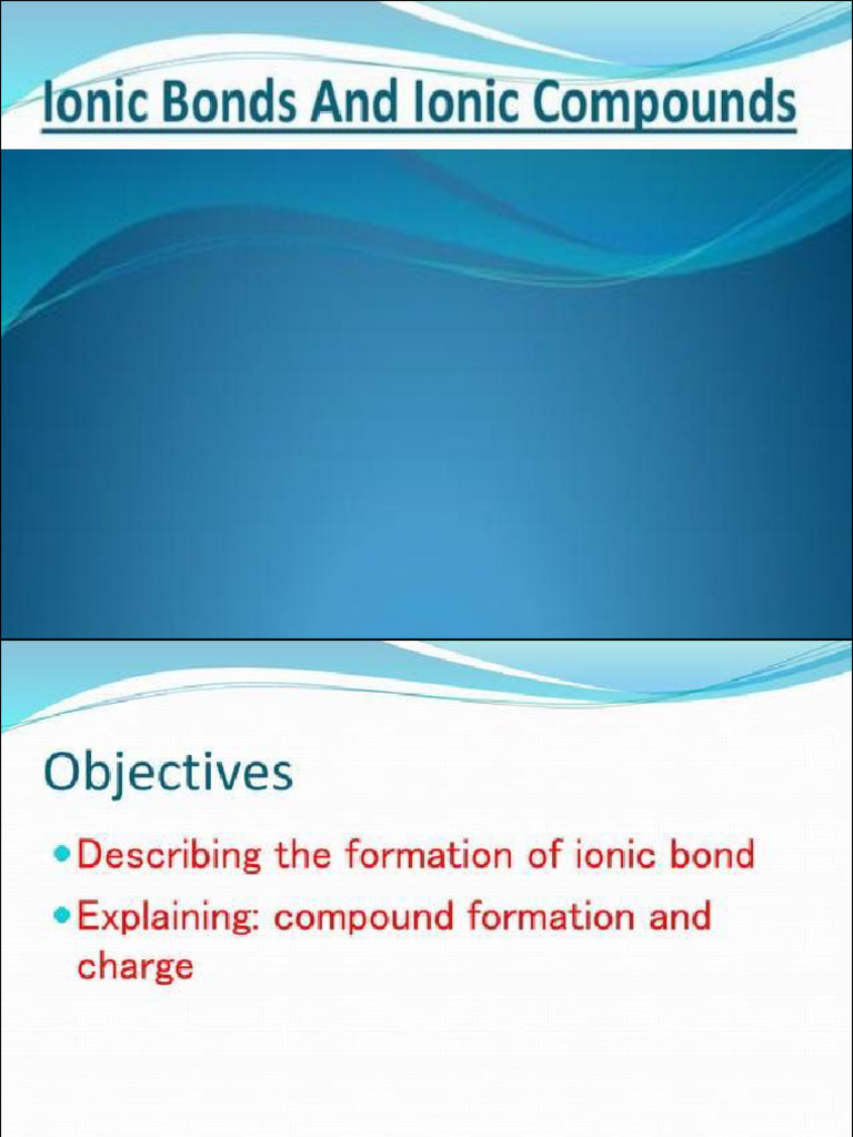 Ionic Bond and Ionic Compounds U6 1 2ndQ | PDF