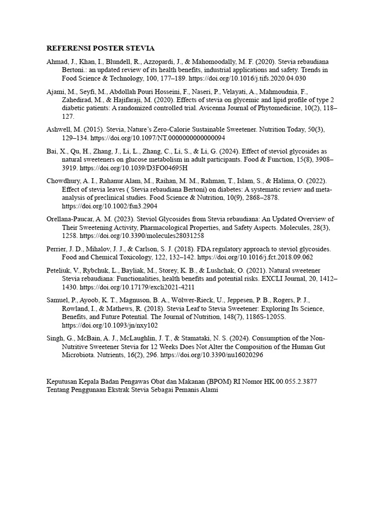 Referensi Poster Stevia | PDF | Sugar Substitute