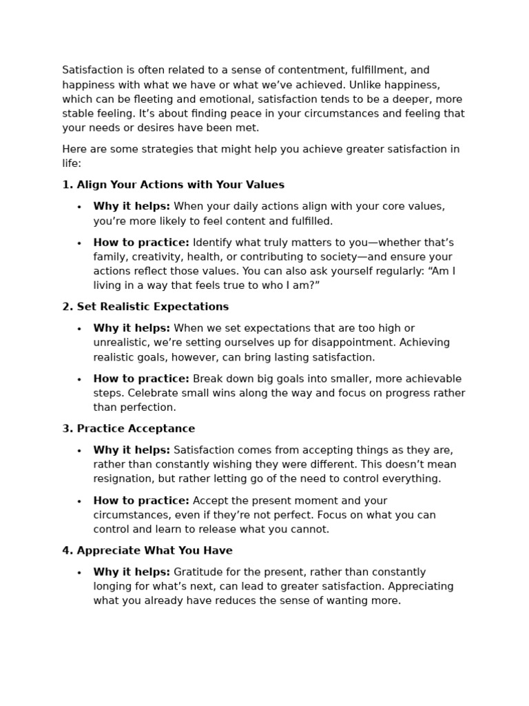 Satisfaction | PDF | Contentment | Happiness