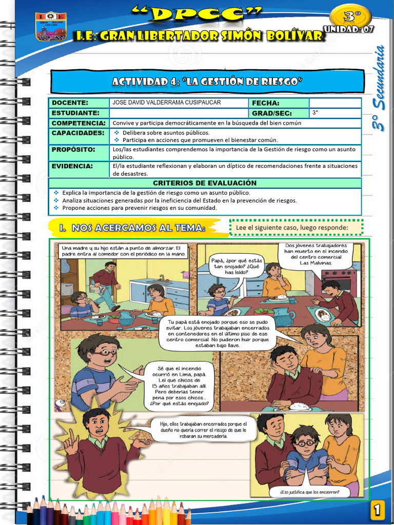 3° DPCC - Actv.04-Unid.7 2024 | PDF | Riesgo | Reducción de Desastres