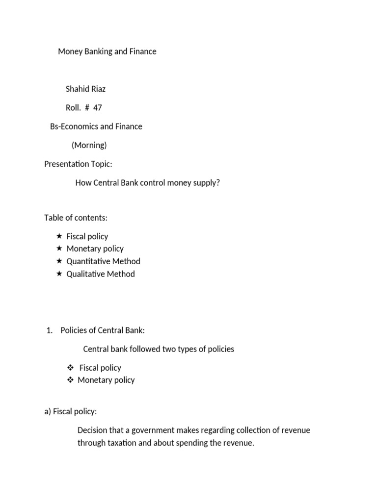 Money Banking a-WPS Office | PDF | Central Banks | Banks