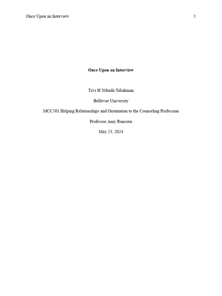 Once Upon An Interview | PDF | Psychotherapy | Psychology