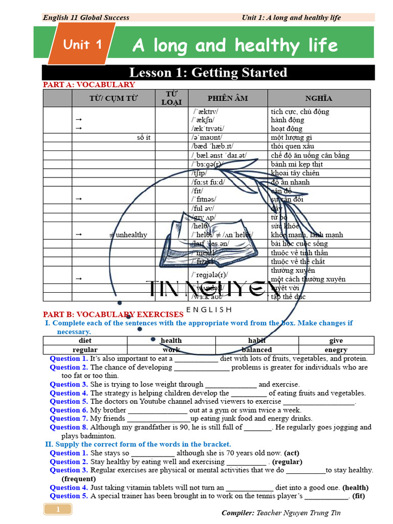 Bt Tiếng Anh 11 - u1 - Hs | PDF | Physical Fitness