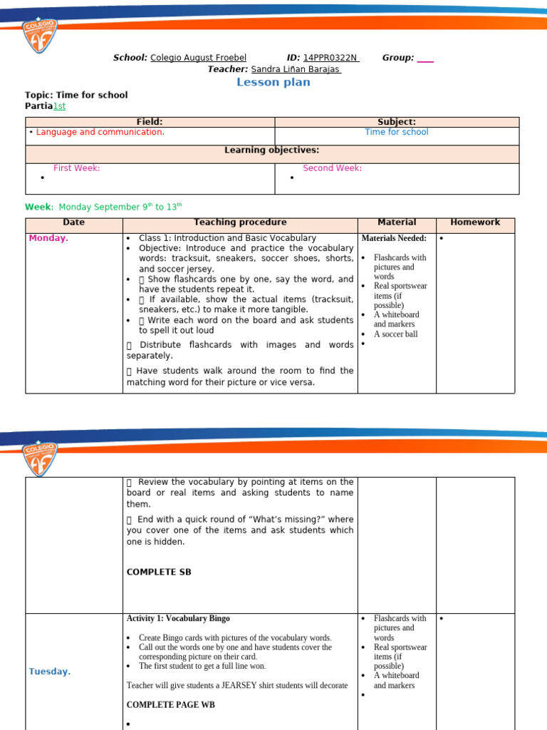 Lesson Plan (1) .Docx 2nd Grade | PDF | Linguistics | Learning