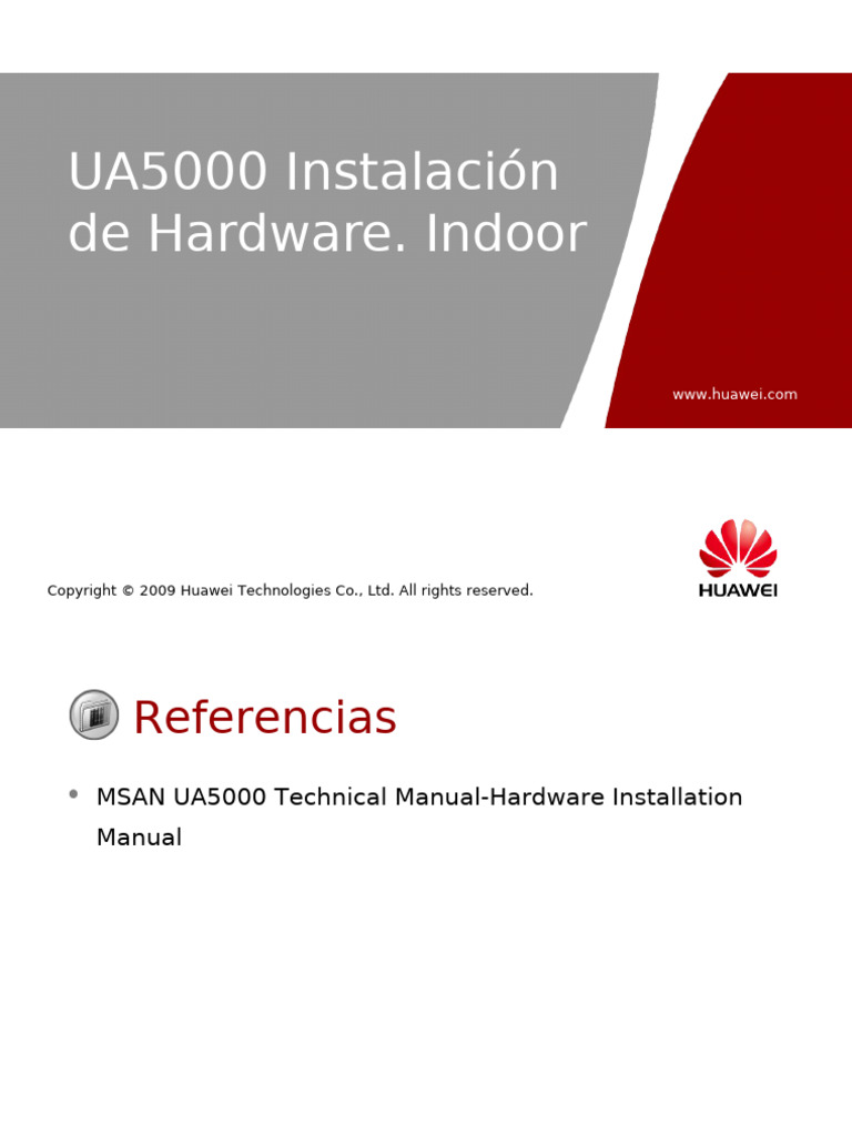 UA5000 Hardware Installation - Indoor | PDF | Tornillo | Electricidad