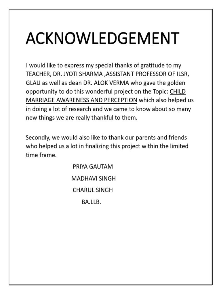 Acknowledgement | PDF