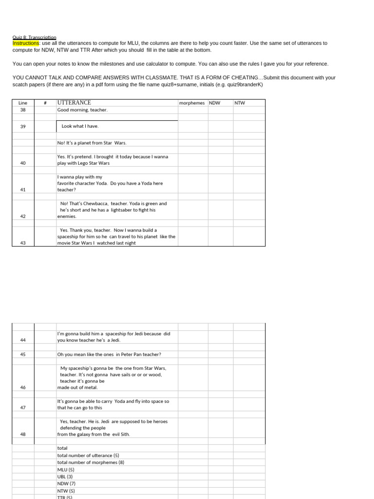 Transcription Quiz | PDF