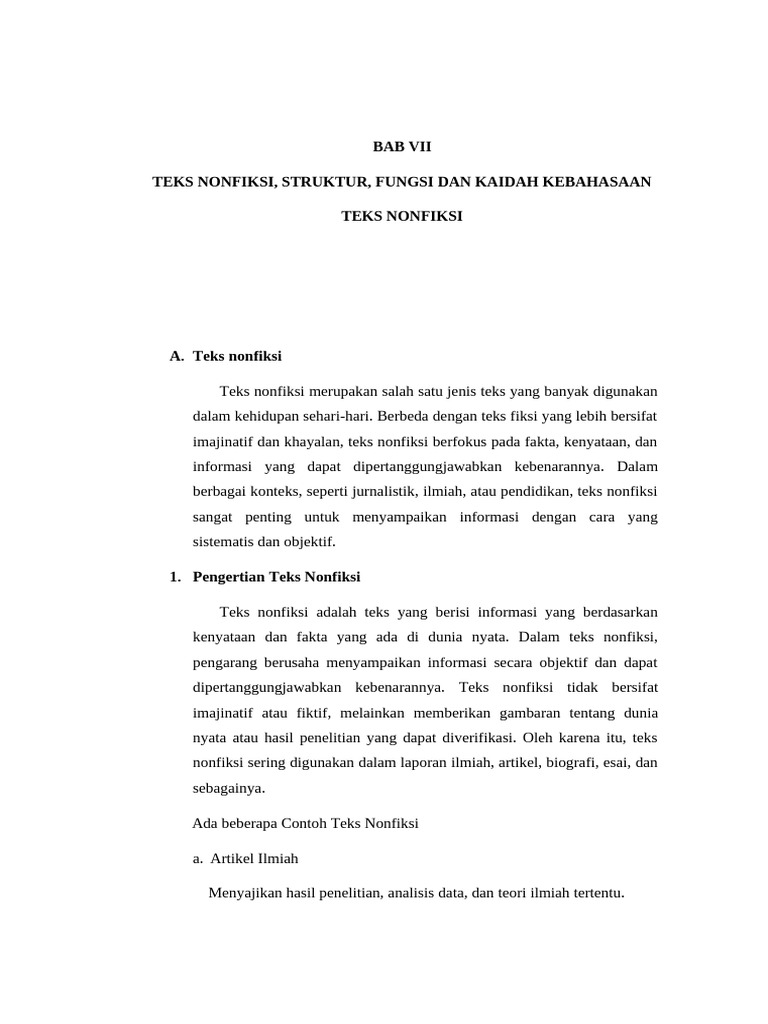 Teks NONFIKSI STRUKTUR FUNGSI DAN KAIDAH KEBAHASAAN TEKS NONFIKSI | PDF