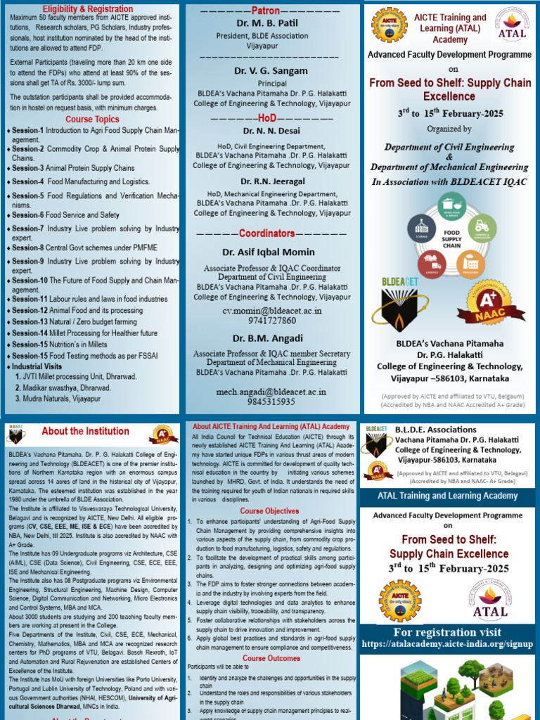 BLDEACET ATAL FDP-Brochure and Schedule | PDF | Supply Chain | Foods