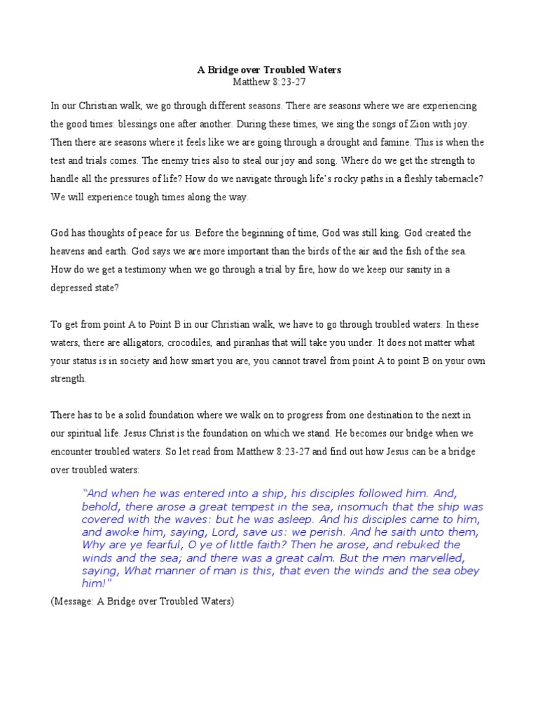 A Bridge Over Troubled Waters | Gospel Of Matthew | Jesus