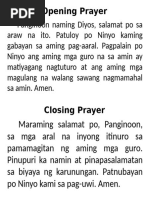 Opening Prayer Tagalog | PDF