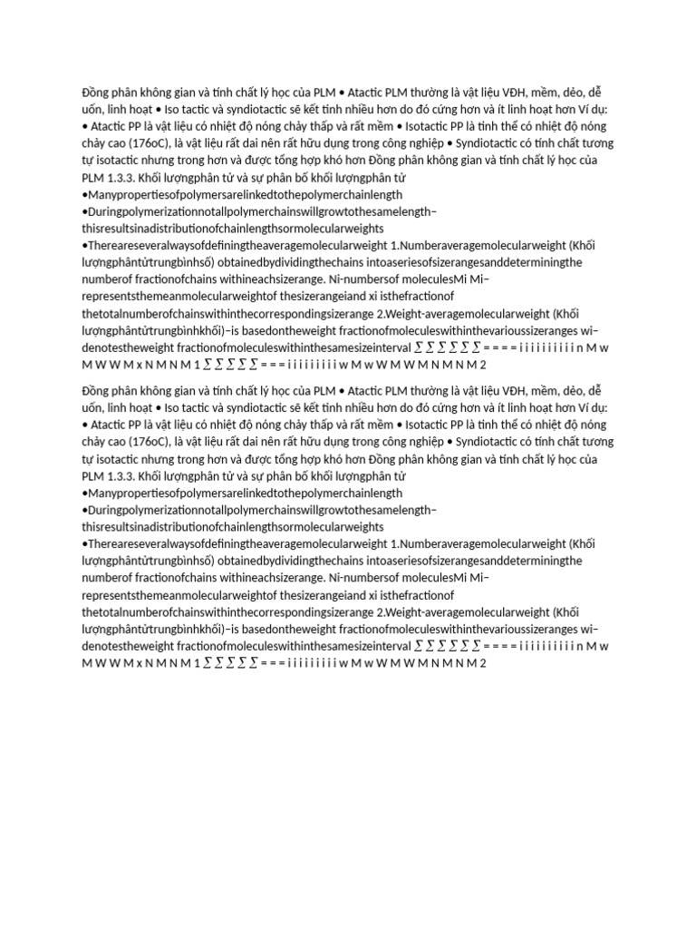 Đồng phân không gian và tính chất lý học của PLM | PDF