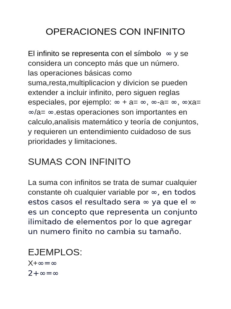 Operaciones Con Infinito | PDF