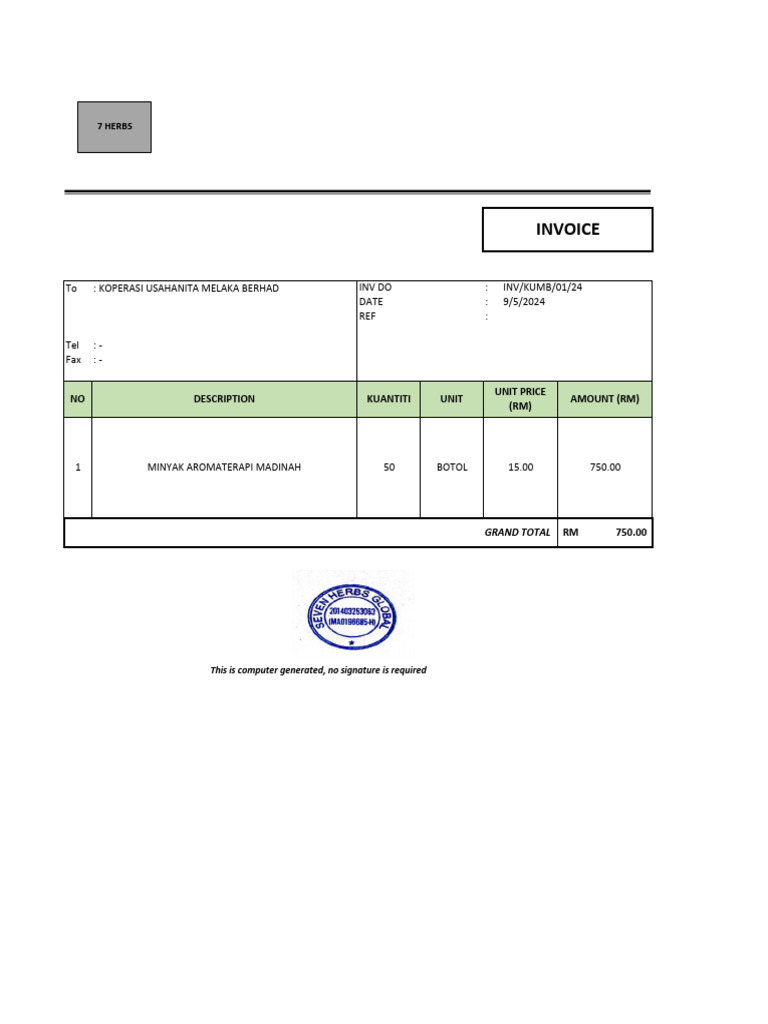 Seven Herbs Global - Inv 9.5.24 | PDF