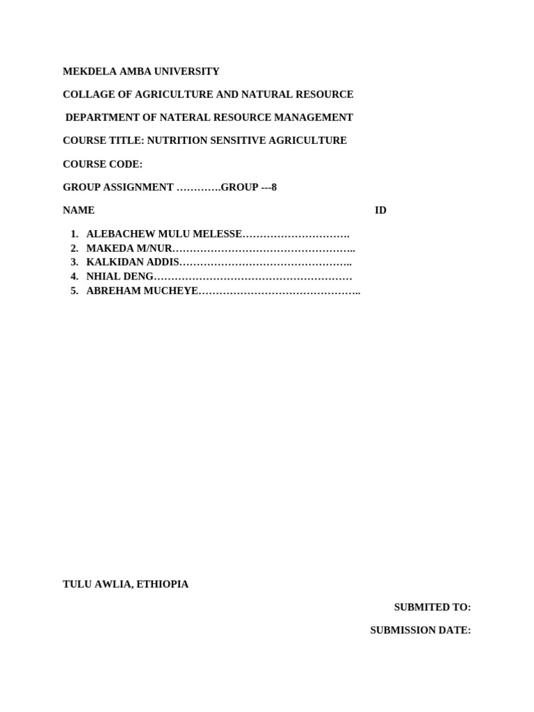 Nutrition Assignment G8 | PDF | Cost Of Living | Agriculture