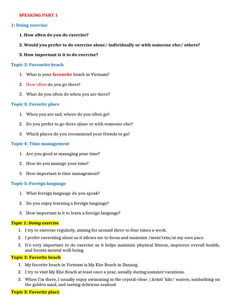 Essential Topics for Speaking Practice | PDF | Banks | Communication