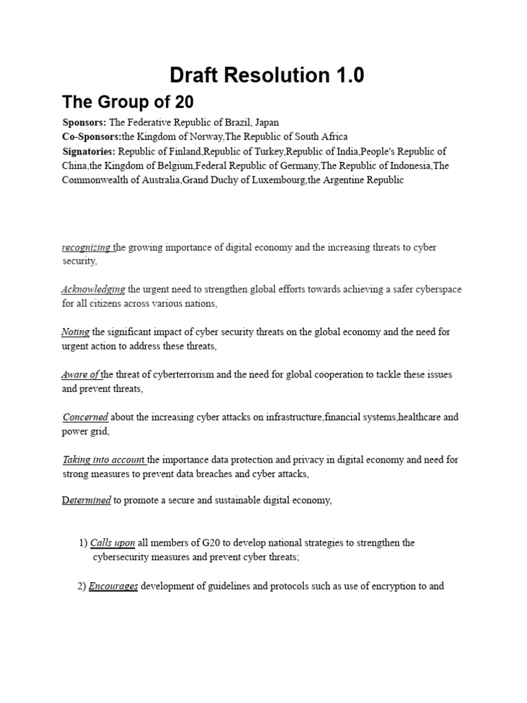 Draft Resolution 1 | PDF