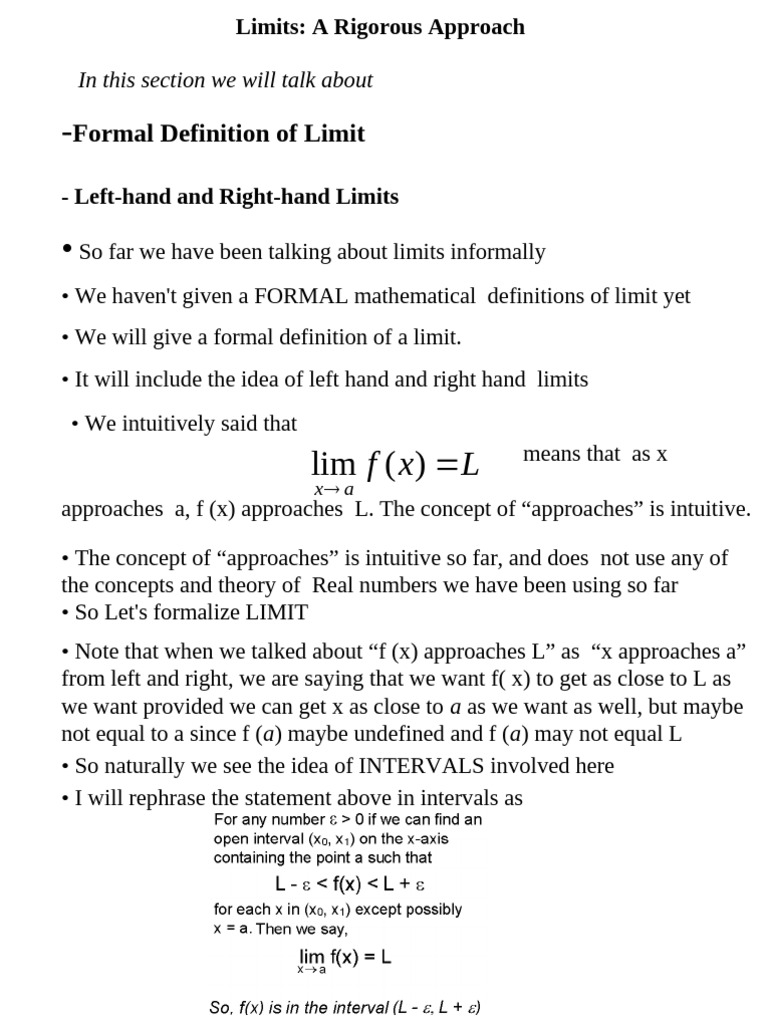 Formal Definition of Limits | PDF | Mathematics | Mathematical Logic