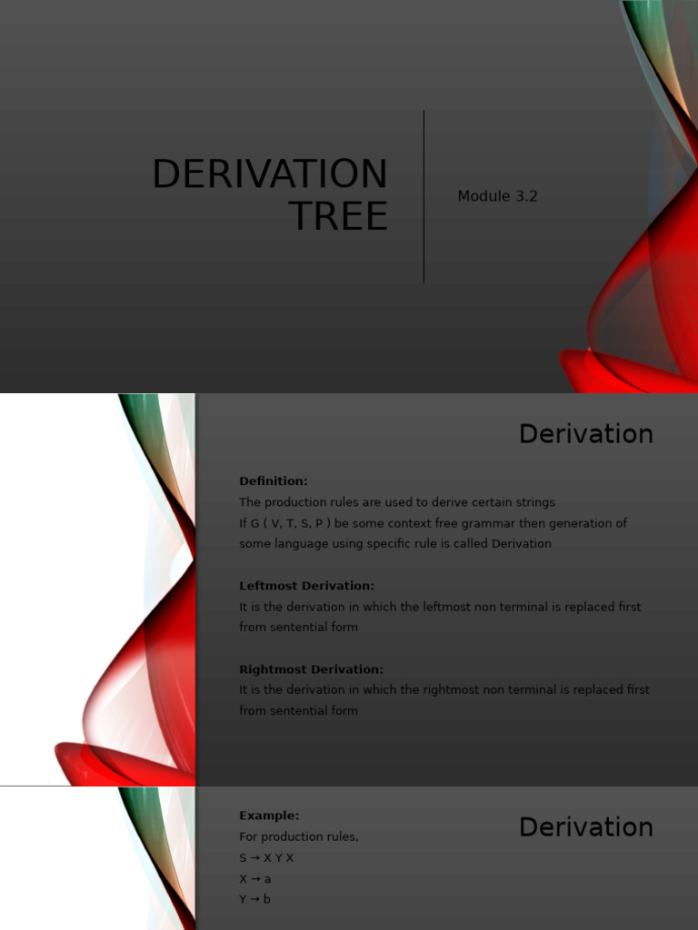 TCS Lect 24-25 Derivation Tree | PDF | Language Mechanics | Theoretical Computer Science