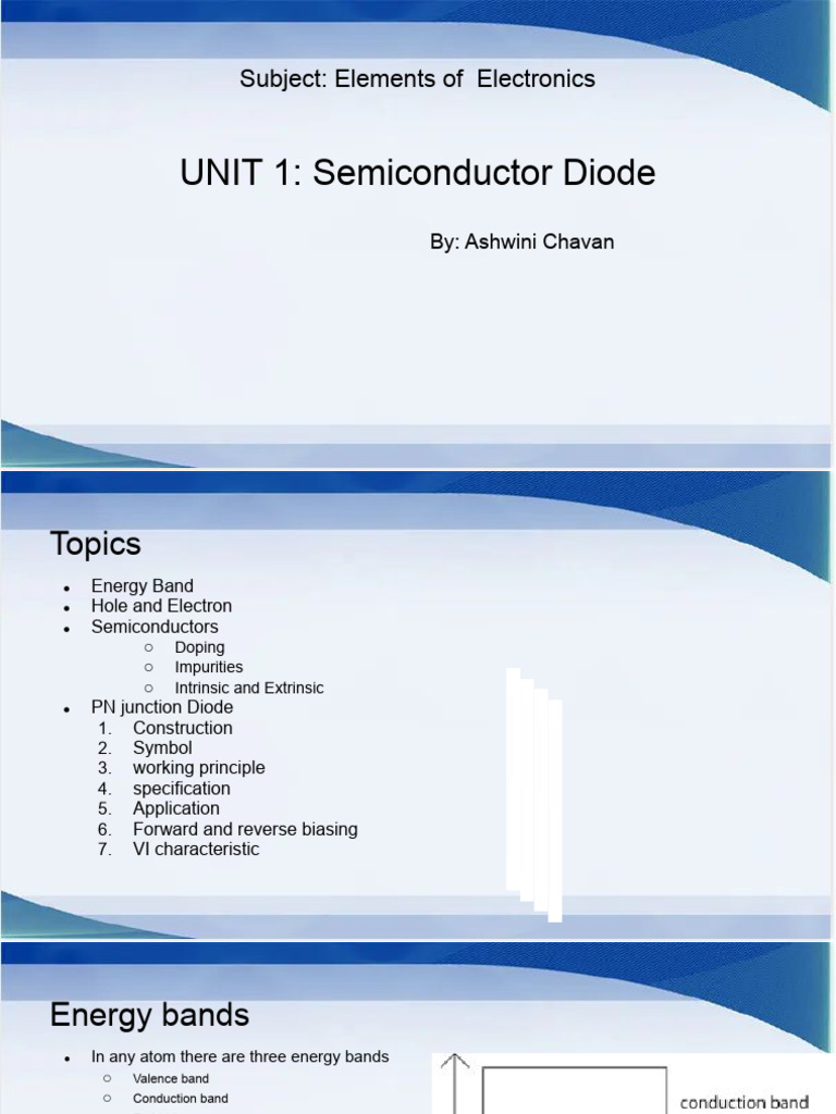 Unit 1semiconductor Diode (PN Jun Diode) | PDF | P–N Junction | Semiconductors