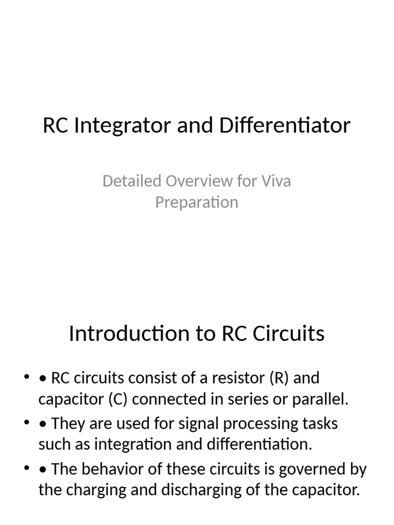 RC Integrator & Differentiator Guide | PDF | Electronic Circuits | Electrical Circuits