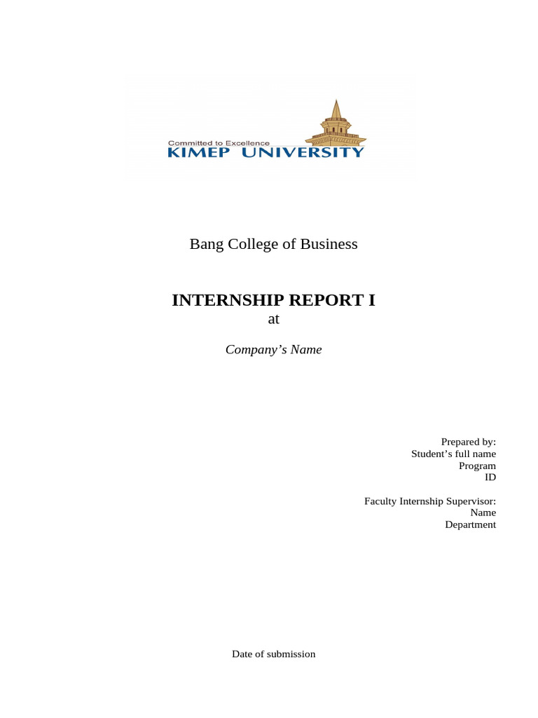 INTERNSHIP REPORT I Template | PDF | Business