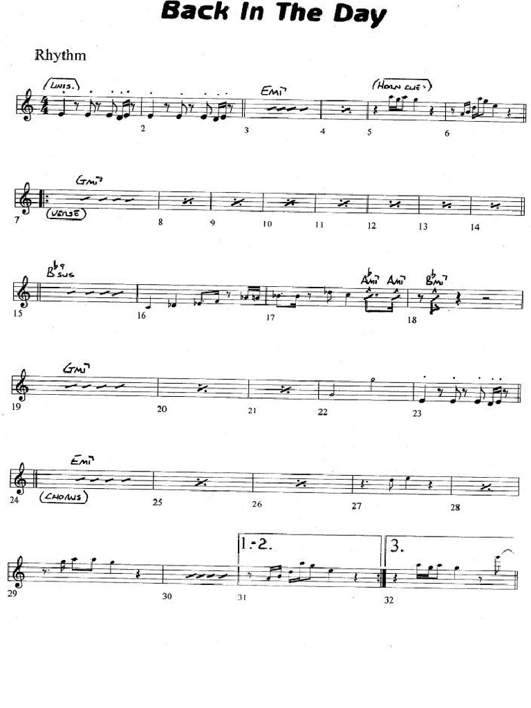 Back in The Day Rhythm Sheet | PDF