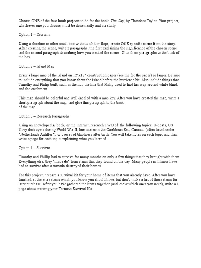 The Cay Final Project | PDF